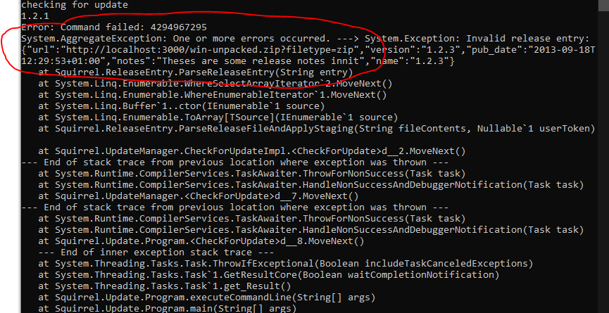 Invalid Release entry · Issue #1625 · Squirrel/Squirrel.Windows · GitHub