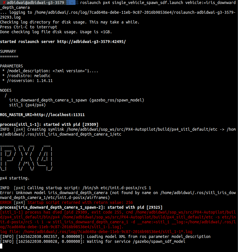 Error at launching iris_downward_depth_camera vehicle · Issue #17856 · PX4/PX4-Autopilot · GitHub