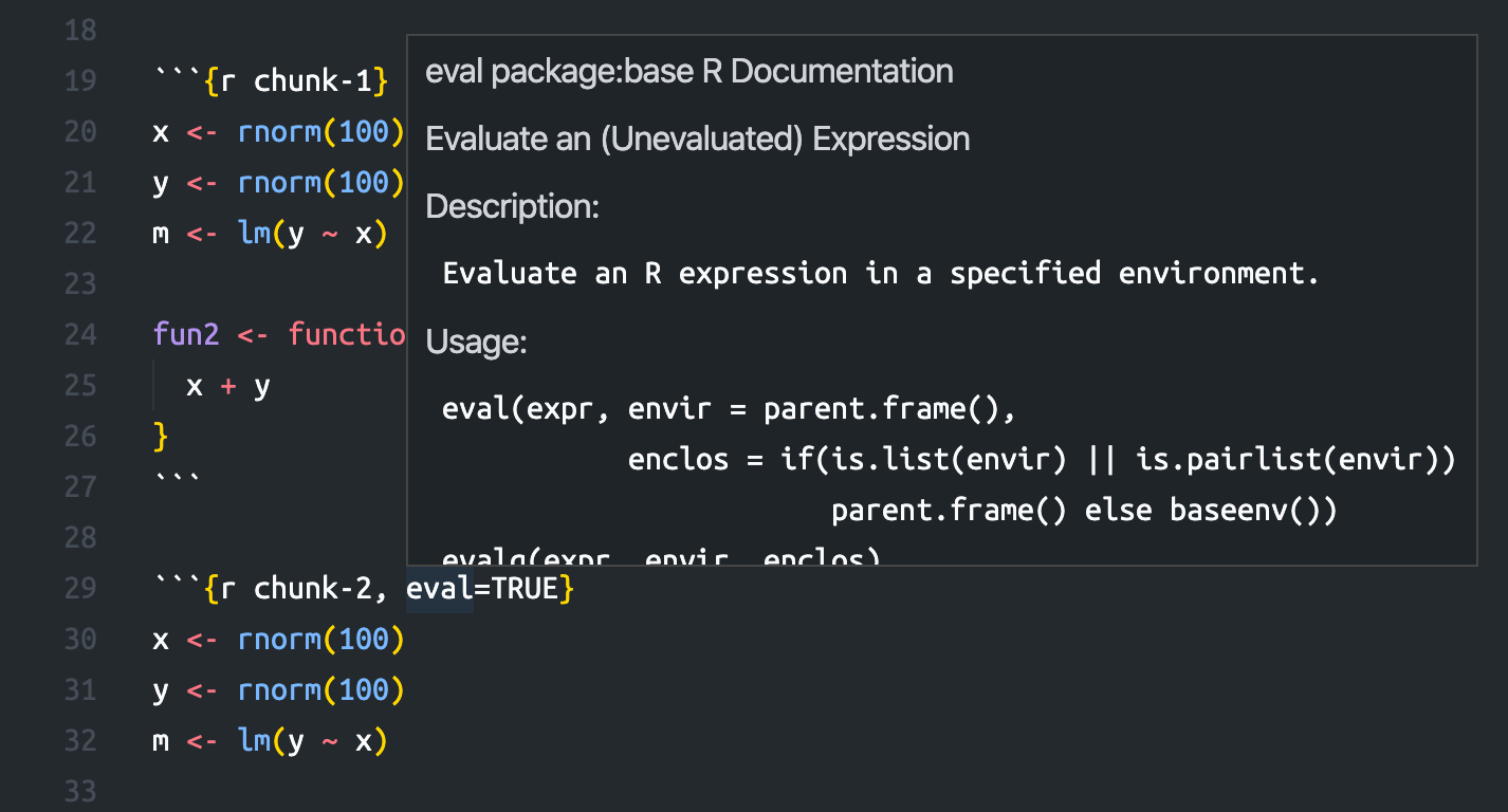 Hover shows on Rmd chunk start line · Issue #281 · REditorSupport/languageserver · GitHub