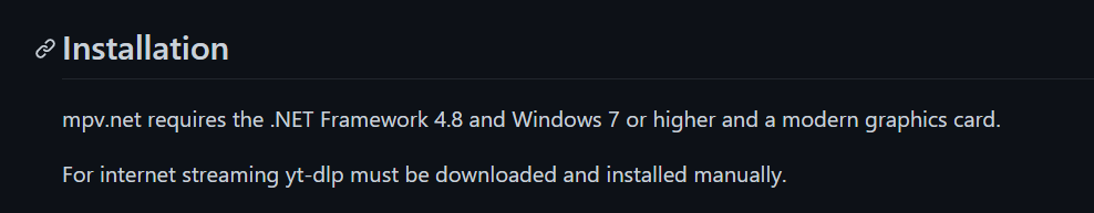 For internet streaming yt-dlp must be downloaded and installed manually. · Issue #381 · mpvnet ...