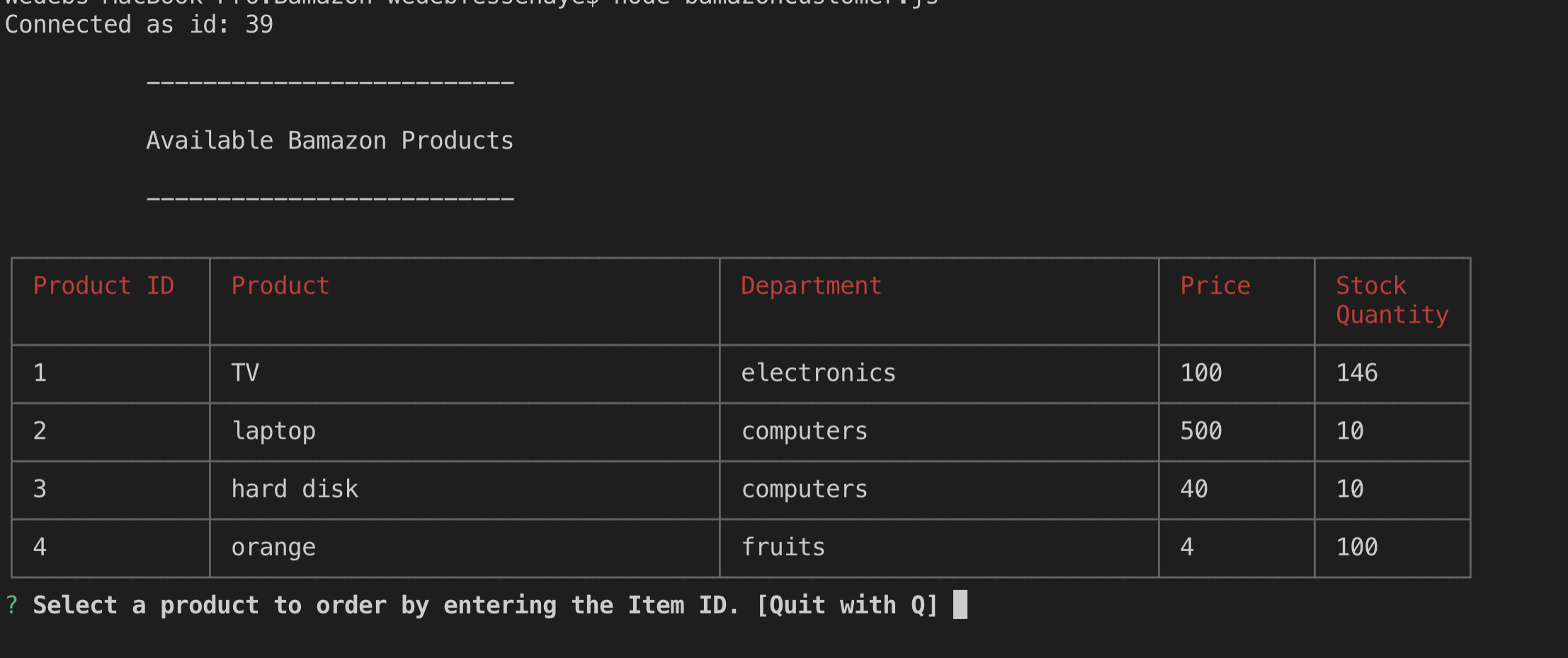 GitHub - wedex555/Bamazon