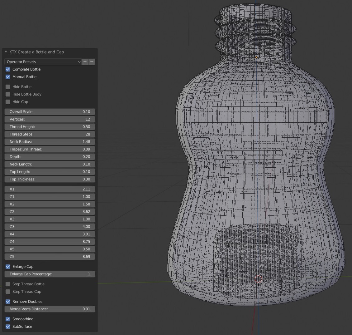 When hide Cap (Bottle 2) and then show it, this is located in the ...