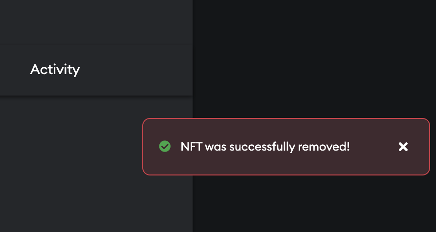 [Bug]: Add NFT toaster is displayed on Home screen when user remove an ...