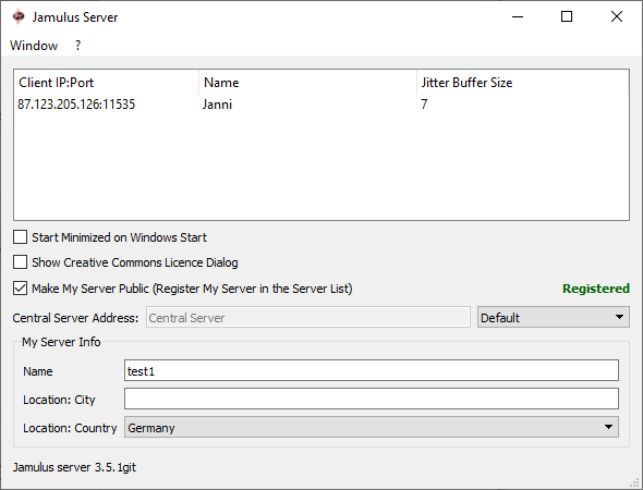Status indication for Central Server registration · Issue #55 · jamulussoftware/jamulus · GitHub