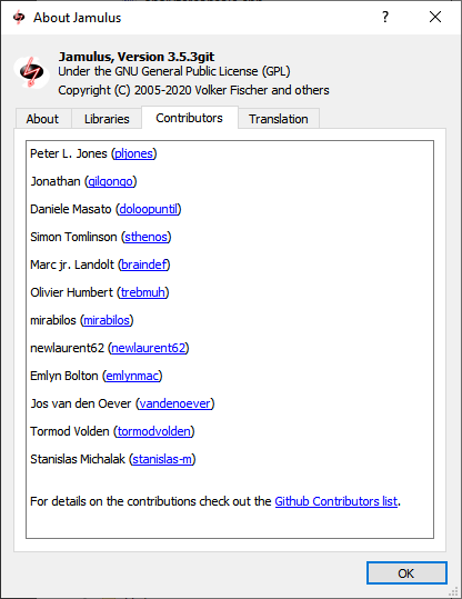 Update of the About Dialog · Issue #189 · jamulussoftware/jamulus · GitHub