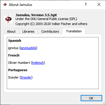 Update of the About Dialog · Issue #189 · jamulussoftware/jamulus · GitHub