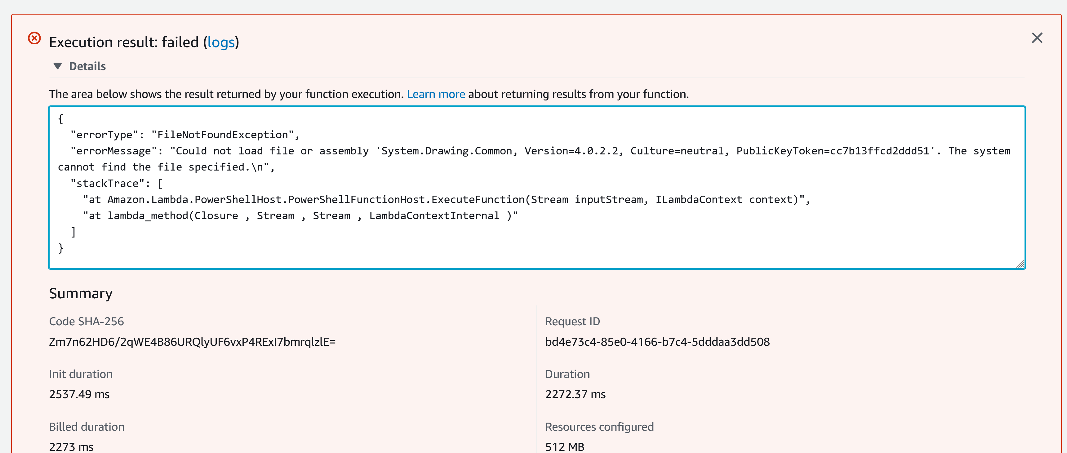 Executing AWS Lambda Function With PowerShell Fails With Error About