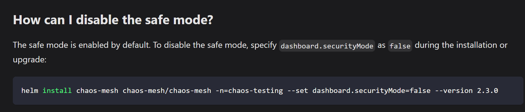 What Is Safe Mode Thats Referred To In The Installation Documentation · Issue 3541 · Chaos