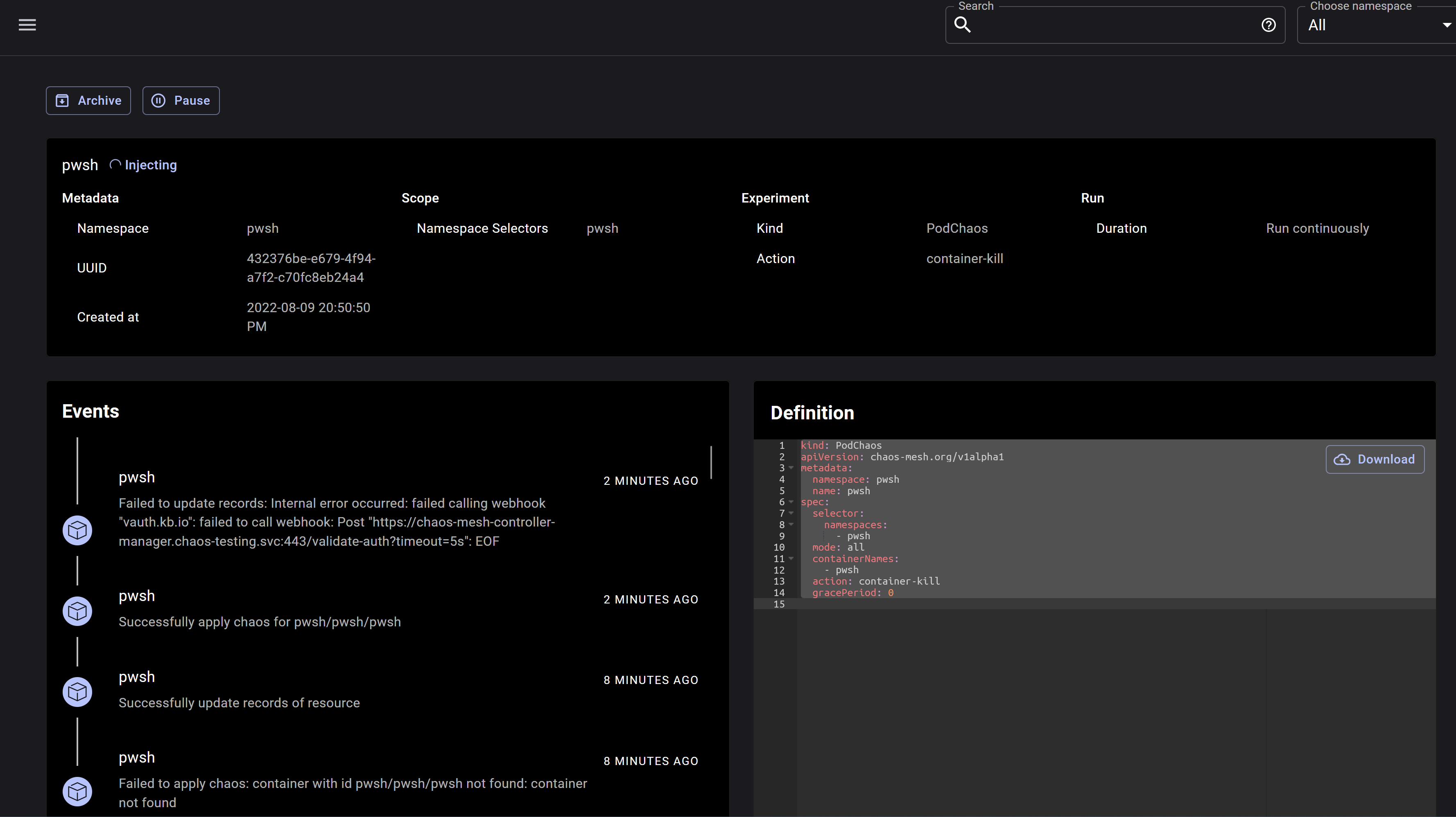 Error: Failed to update records: Internal error occurred: failed calling webhook "vauth.kb.io ...