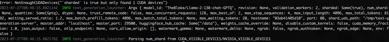 Not Enough CUDA Devices · Issue #707 · huggingface/text-generation-inference · GitHub