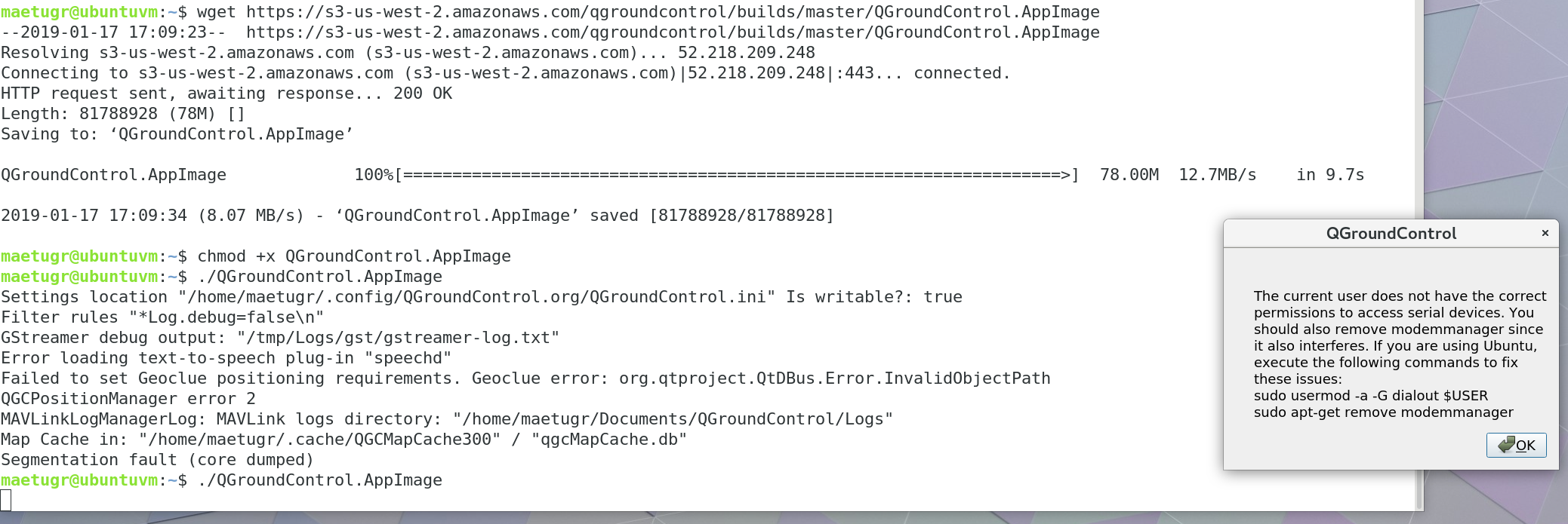 Report: Daily build (14.01) segmentation fault on start · Issue #7144 · mavlink/qgroundcontrol ...