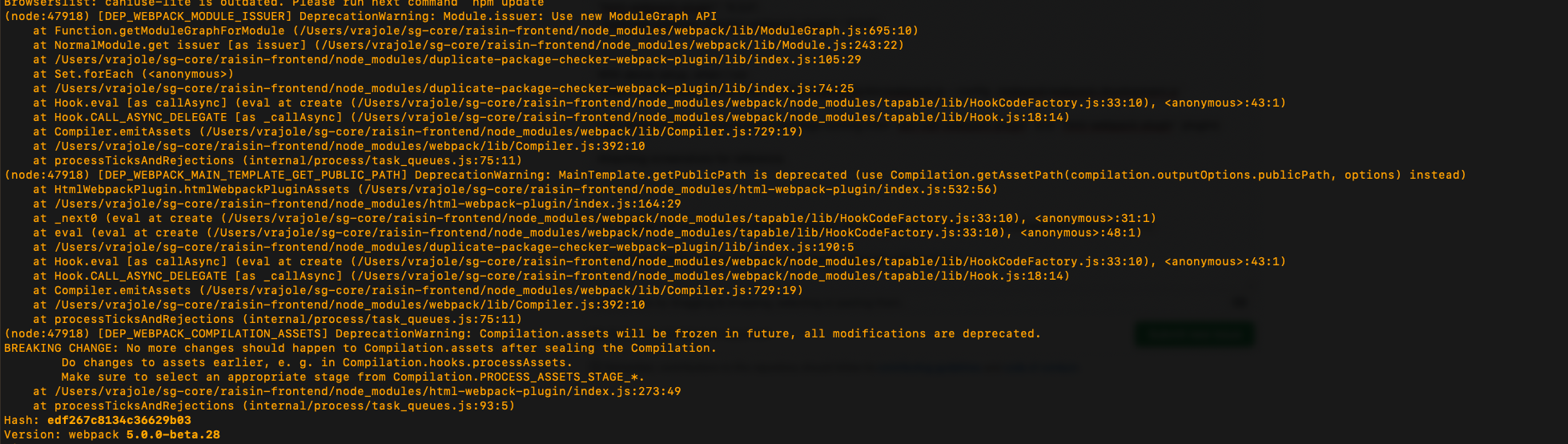 Deprecation Warnings When Migrated From Webpack4 To Webpack5 · Issue 11393 · Webpackwebpack 4943