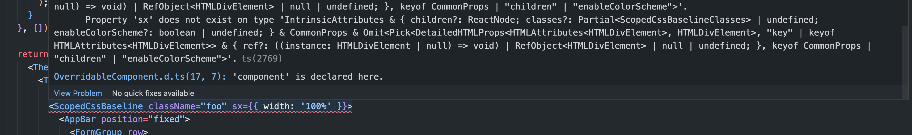 `ScopedCssBaseline` prop types do not recognize `sx` · Issue #33402 · mui/material-ui · GitHub