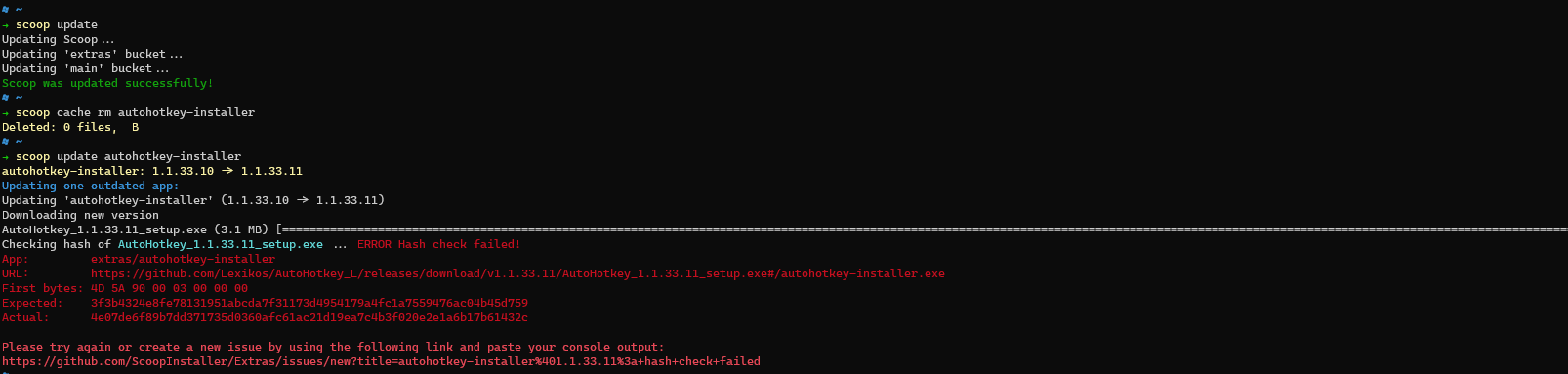 autohotkey-installer@1.1.33.11: hash check failed · Issue #8348 · ScoopInstaller/Extras · GitHub
