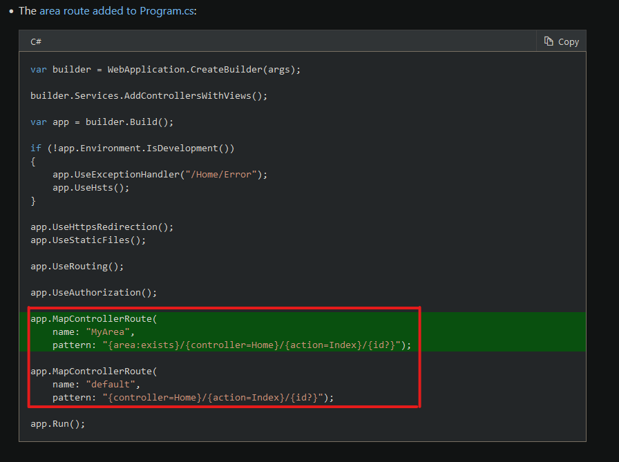 Link generation for actions in areas adds the area as an url parameter instead of as part of the ...