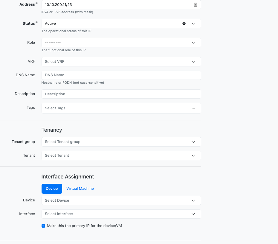 editing IP already associated with device does not auto-fill device/interface details · Issue ...