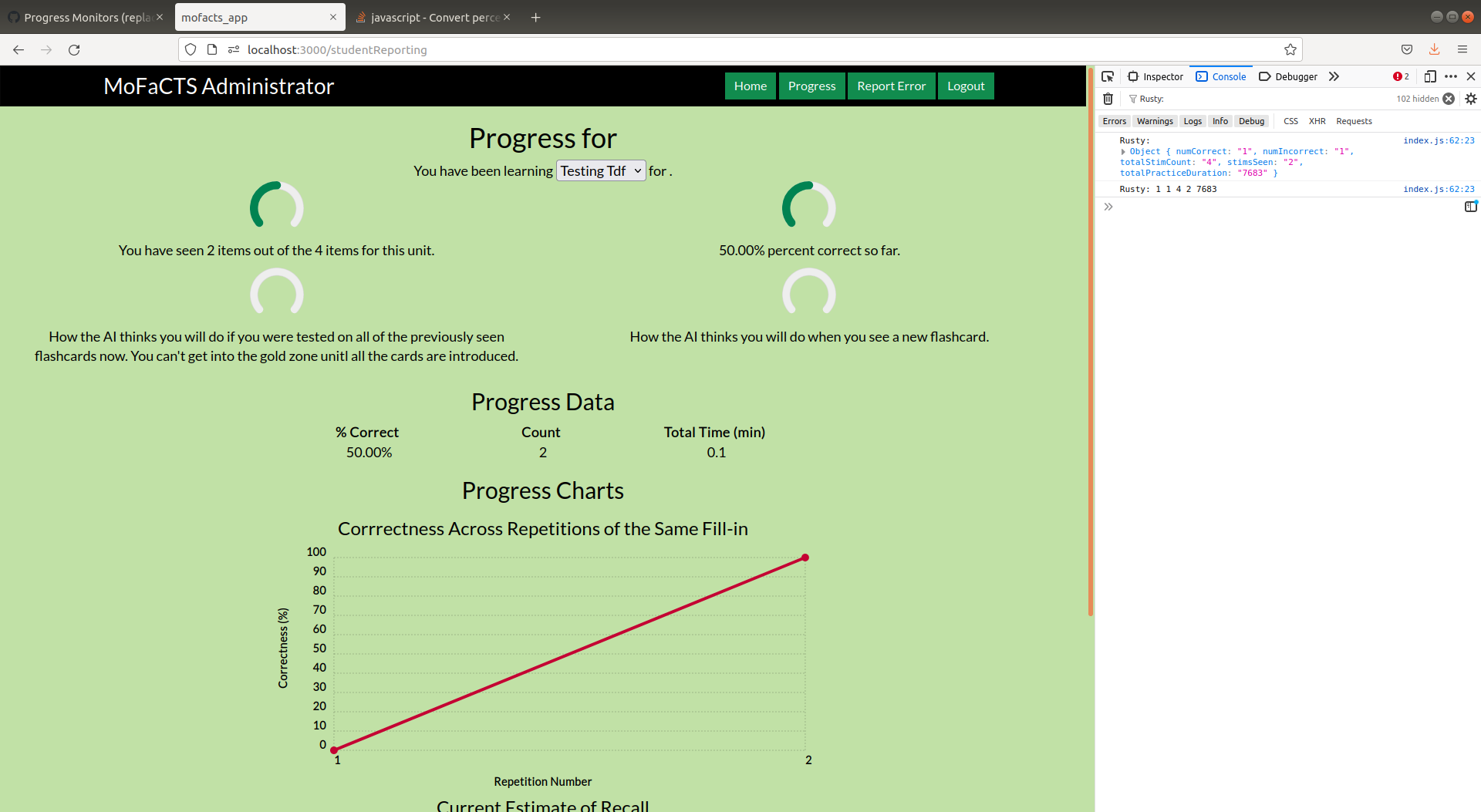 Progress Monitors (replaces progress report) · Issue #265 · memphis-iis/mofacts · GitHub