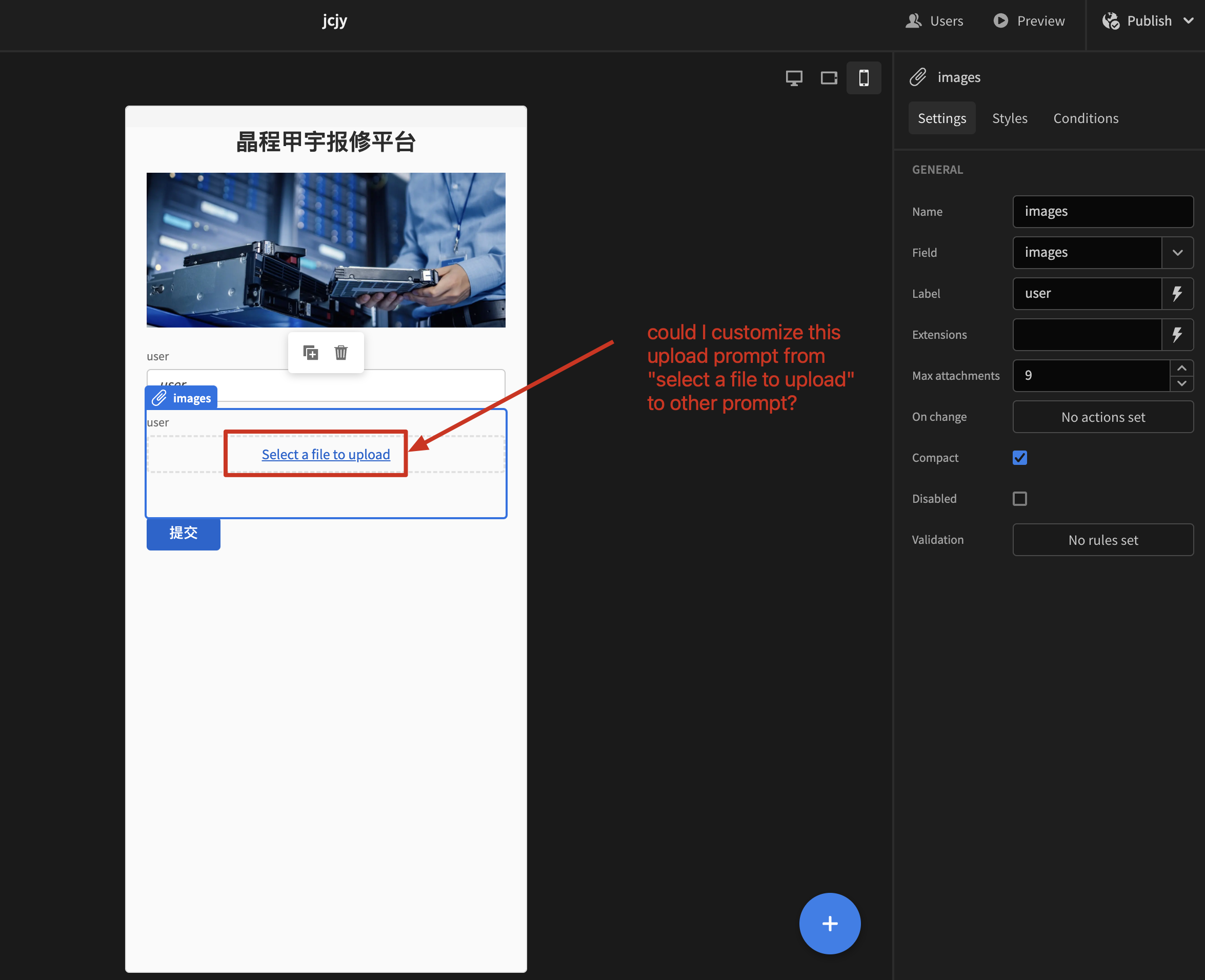 customize upload prompt in image component · Issue #11943 · Budibase/budibase · GitHub