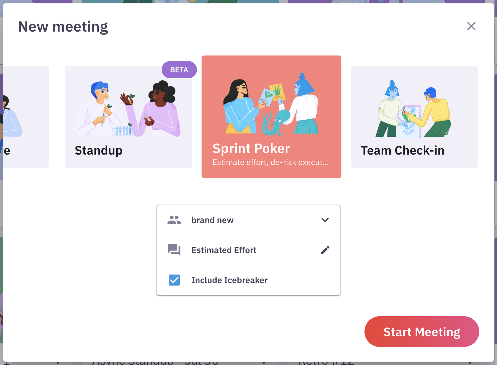 Sprint poker description is truncated in new meeting modal · Issue ...