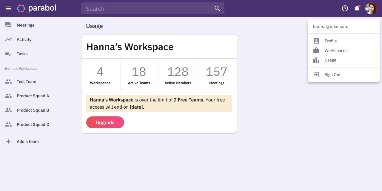 Teams limit: display a limit exceeded warning under usage stats · Issue #7567 · ParabolInc ...