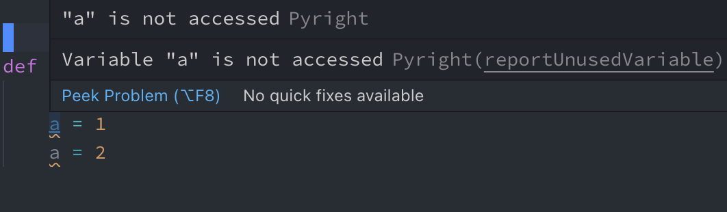 Cannot Detect Duplicate Variable Assignments · Issue 1519 · Microsoftpyright · Github