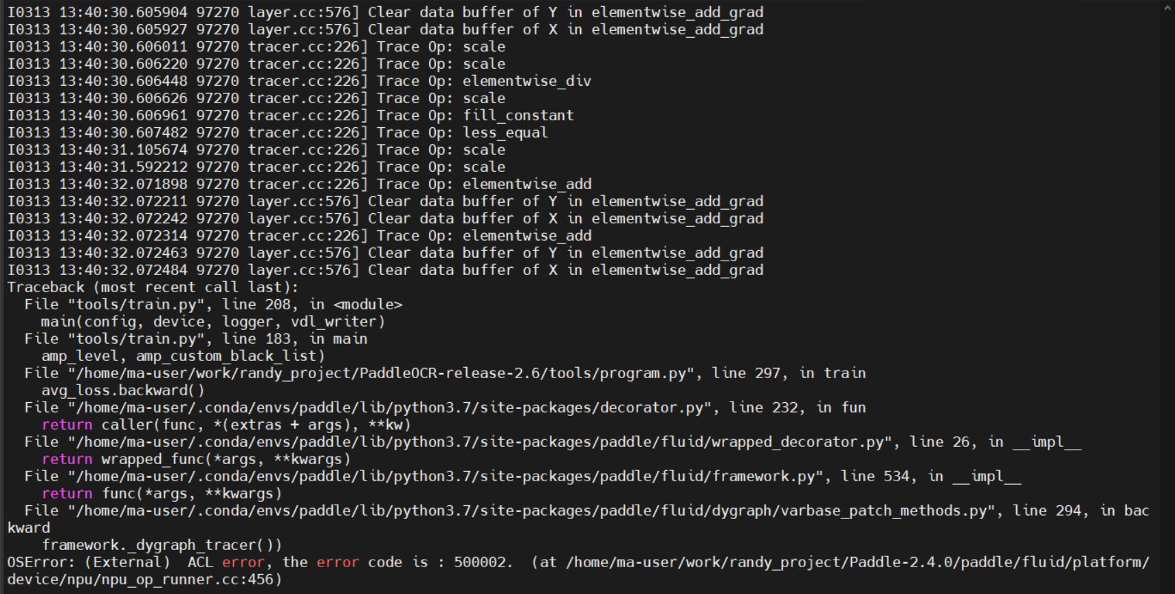 OSError: (External) ACL error, the error code is : 500002 · Issue #9407 · PaddlePaddle/PaddleOCR ...