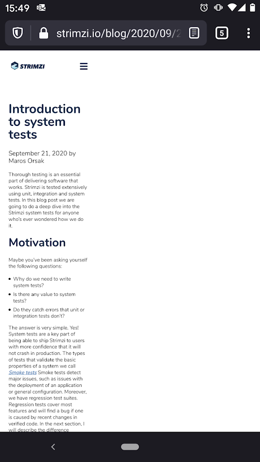 On mobile the page width is less than half the screen · Issue #190 · strimzi/strimzi.github.io ...