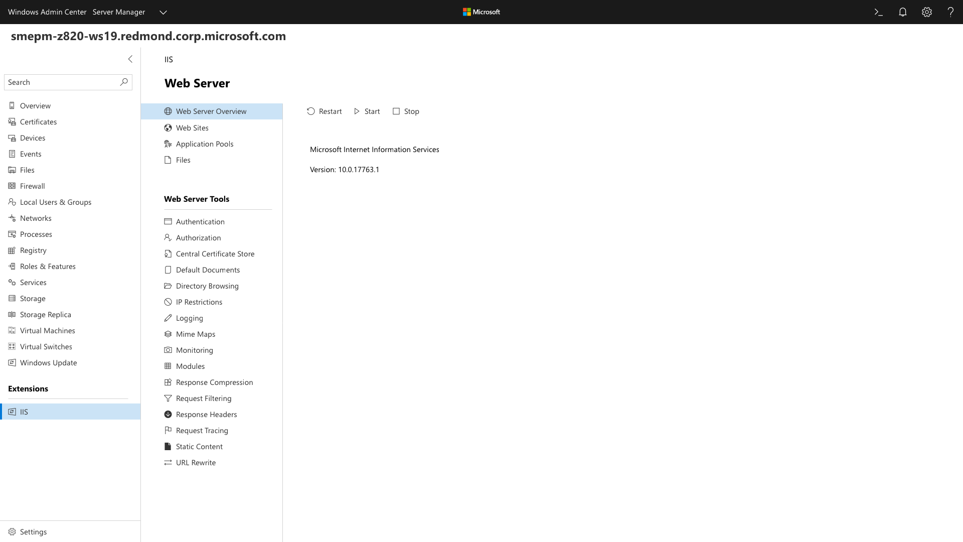Move Server Actions From Drop Down Into A Separate Overview Page · Issue 266 · Microsoftiis 