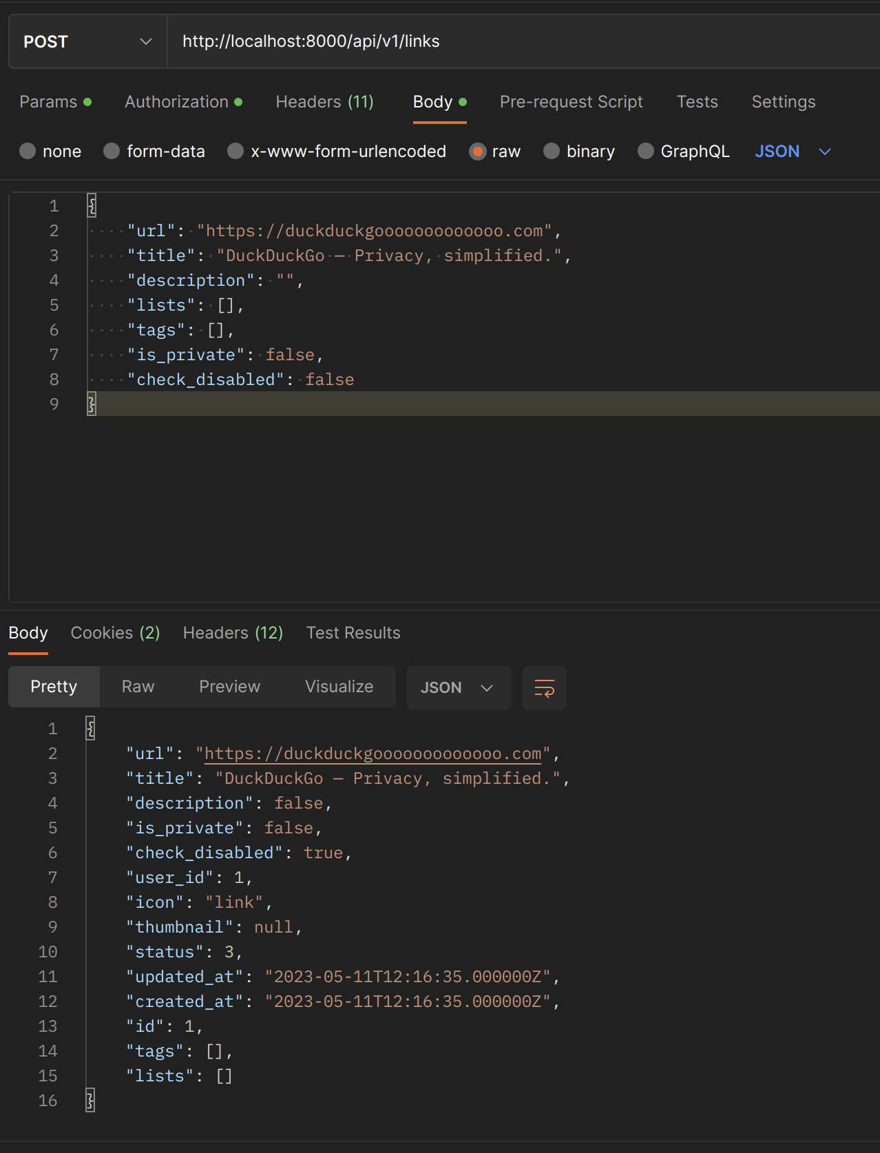 POST /links inconsistent "description" field type and uneffective "check_disabled" · Issue #646 ...