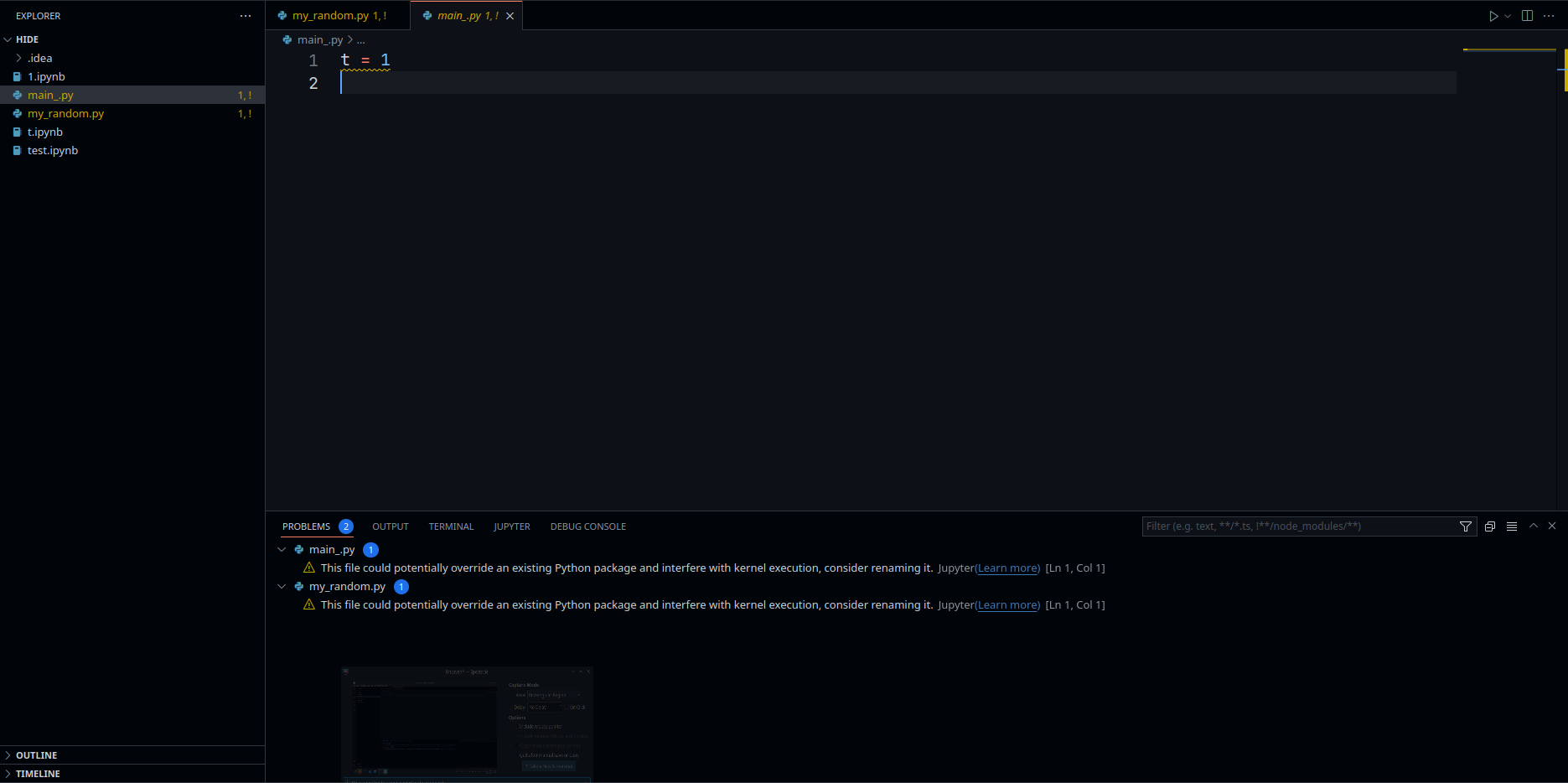 Jupyter extension always reports "This file could potentially override an existing Python ...