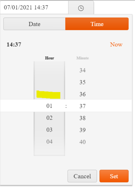 In "modern" style with 24h format, it's not possible select 00 hour but ...