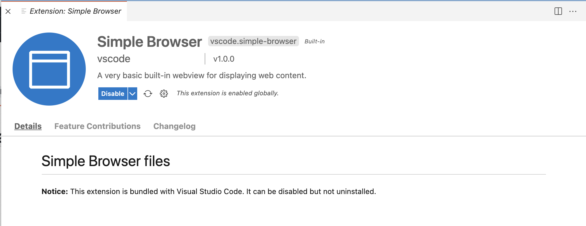 Reasonable Feature Description Missing For The Built In Simple Browser Extension · Issue 127690