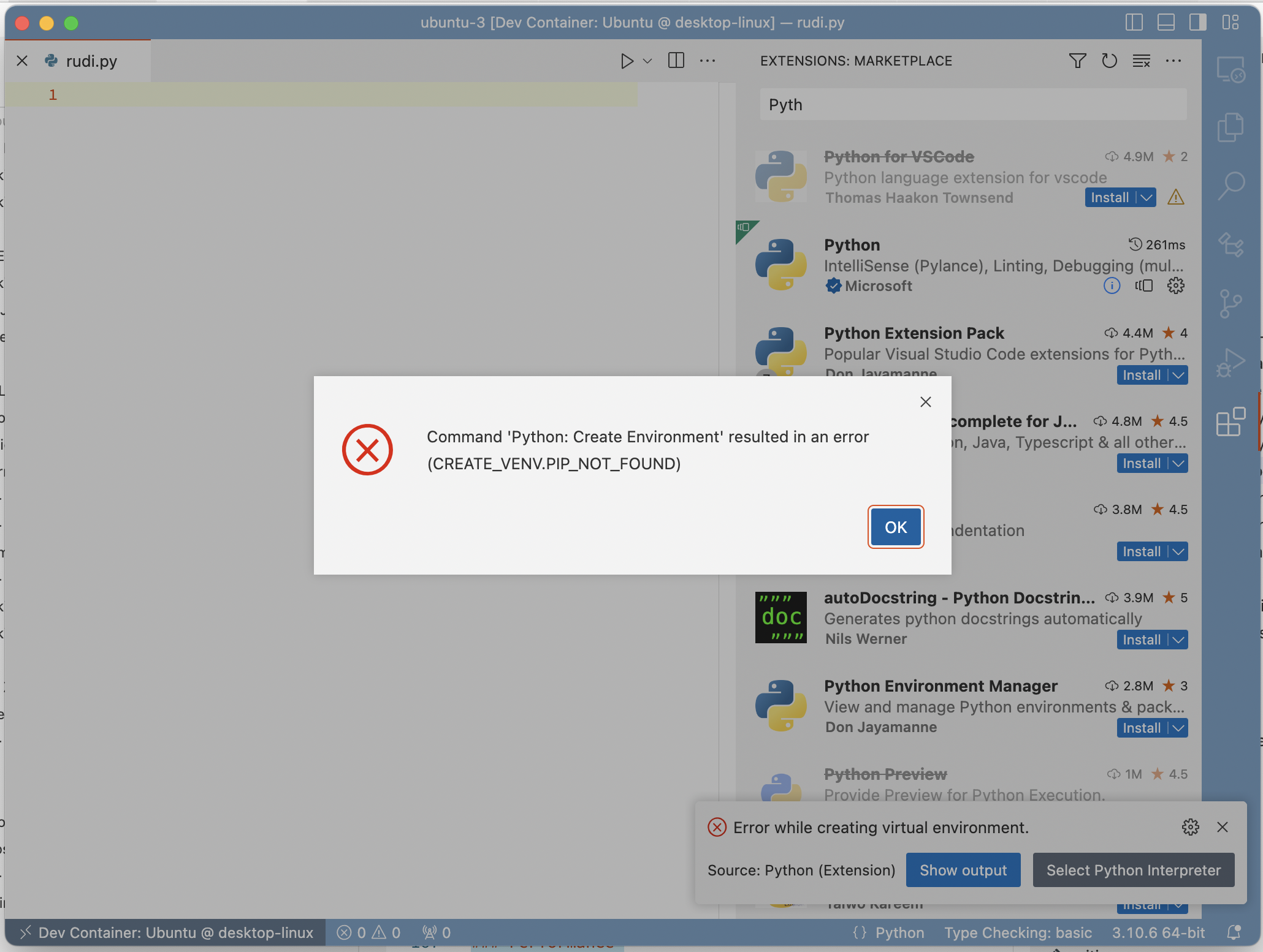 Cant Create Environment In Vanilla Ubuntu · Issue 20543 · Microsoftvscode Python · Github