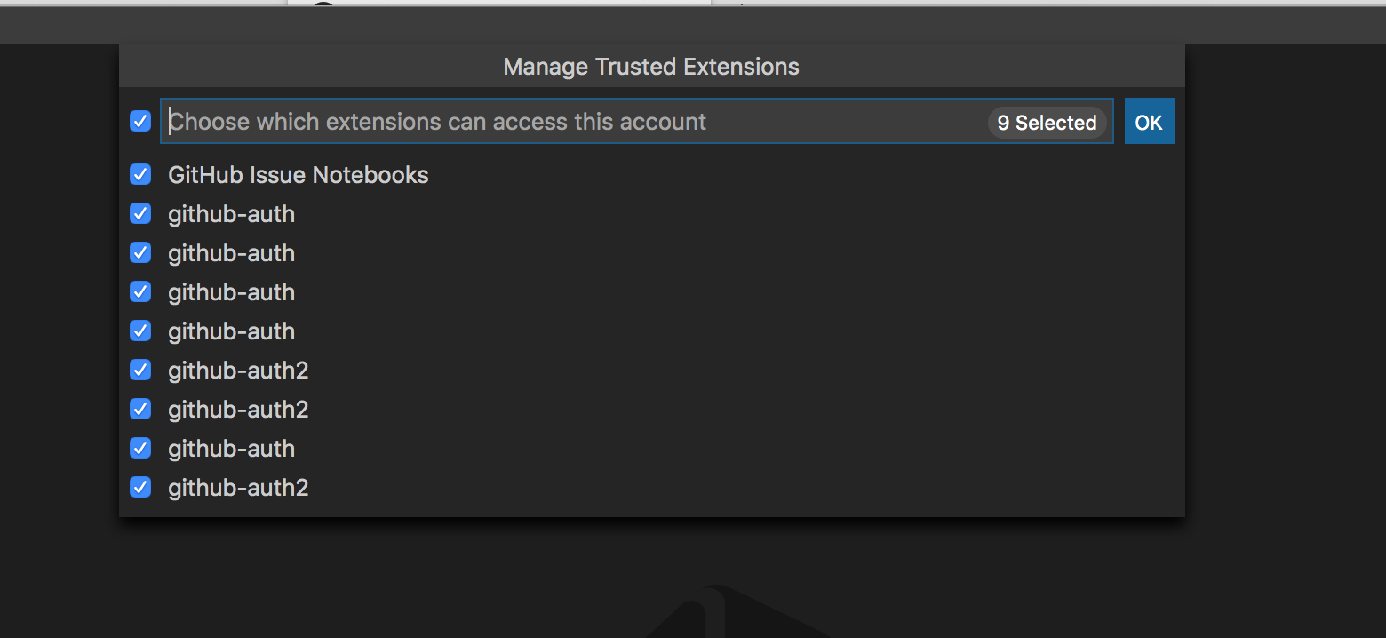 Duplicate entries for trusted extensions for my account · Issue #94207 · microsoft/vscode · GitHub