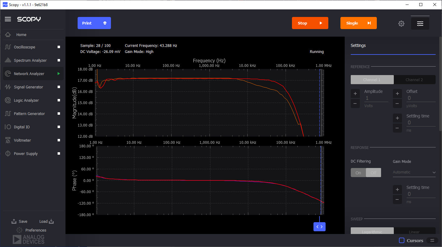 Network Analyzer with Low and Automatic gain bad result · Issue #630 · analogdevicesinc/scopy ...