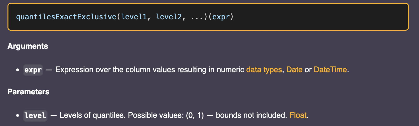 Refactor Clickhouse Parametric Functions Add Quantiles By Georgesittas · Pull Request 899