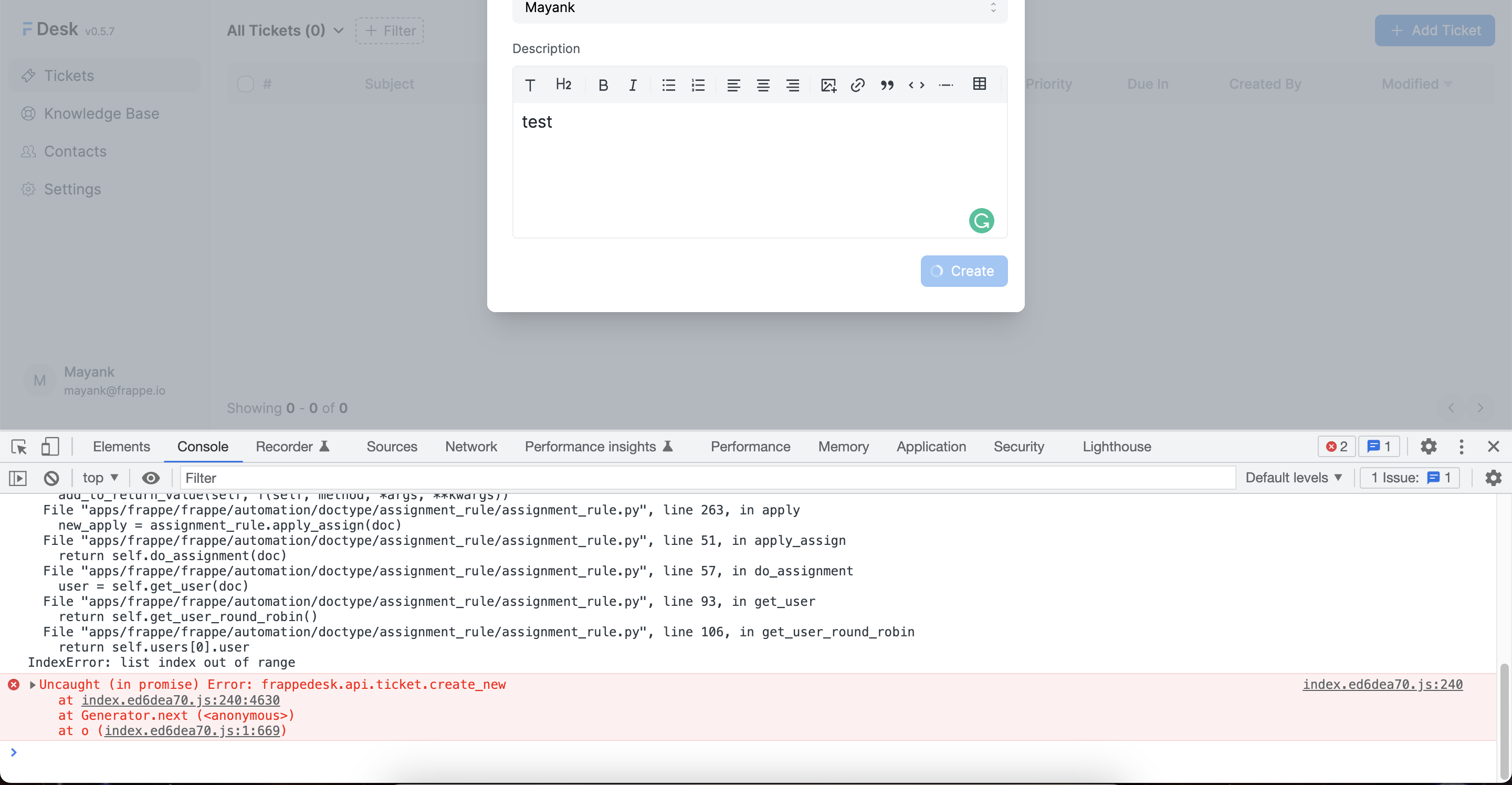Add tickets has no response · Issue #823 · frappe/helpdesk · GitHub