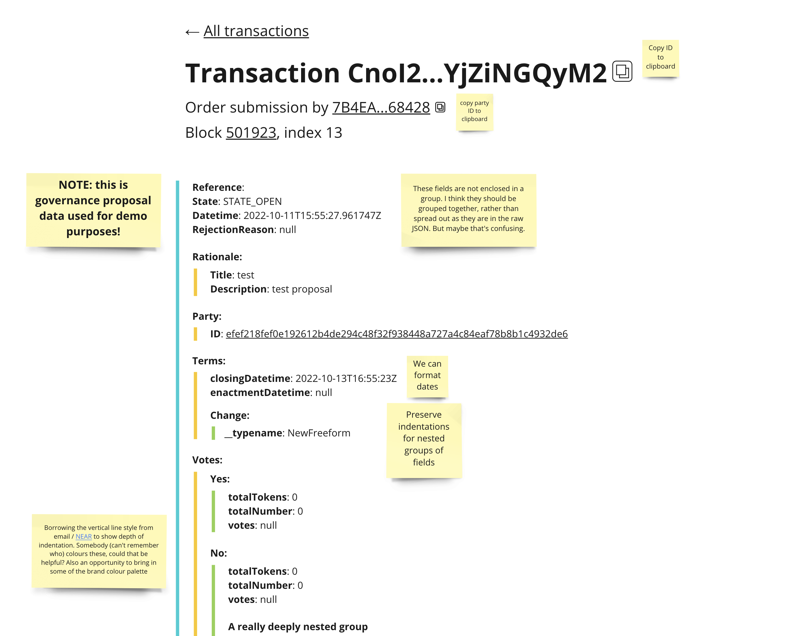 Transaction detail view(s) · Issue #1416 · vegaprotocol/frontend-monorepo · GitHub
