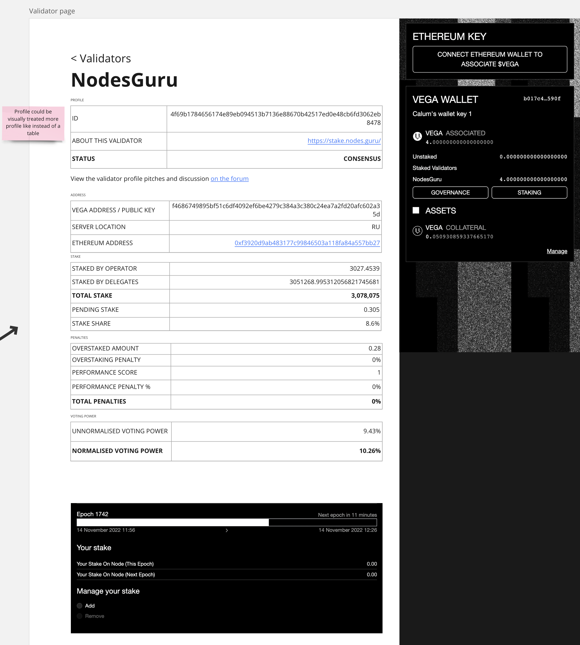 Update and group information about a validator on validator staking page · Issue #2025 ...