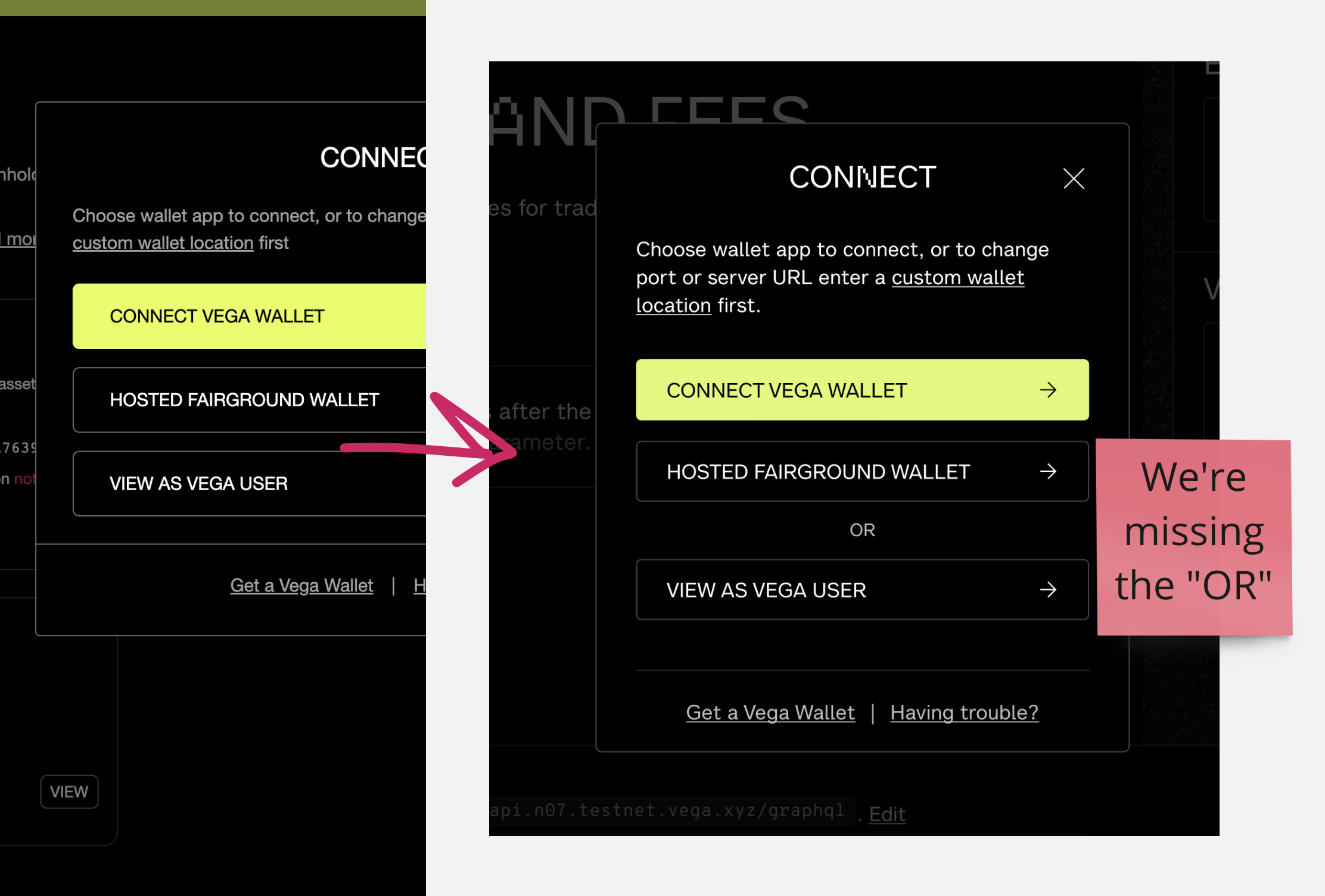 Tighten up the flow for "view as vega user" · Issue #2725 · vegaprotocol/frontend-monorepo · GitHub