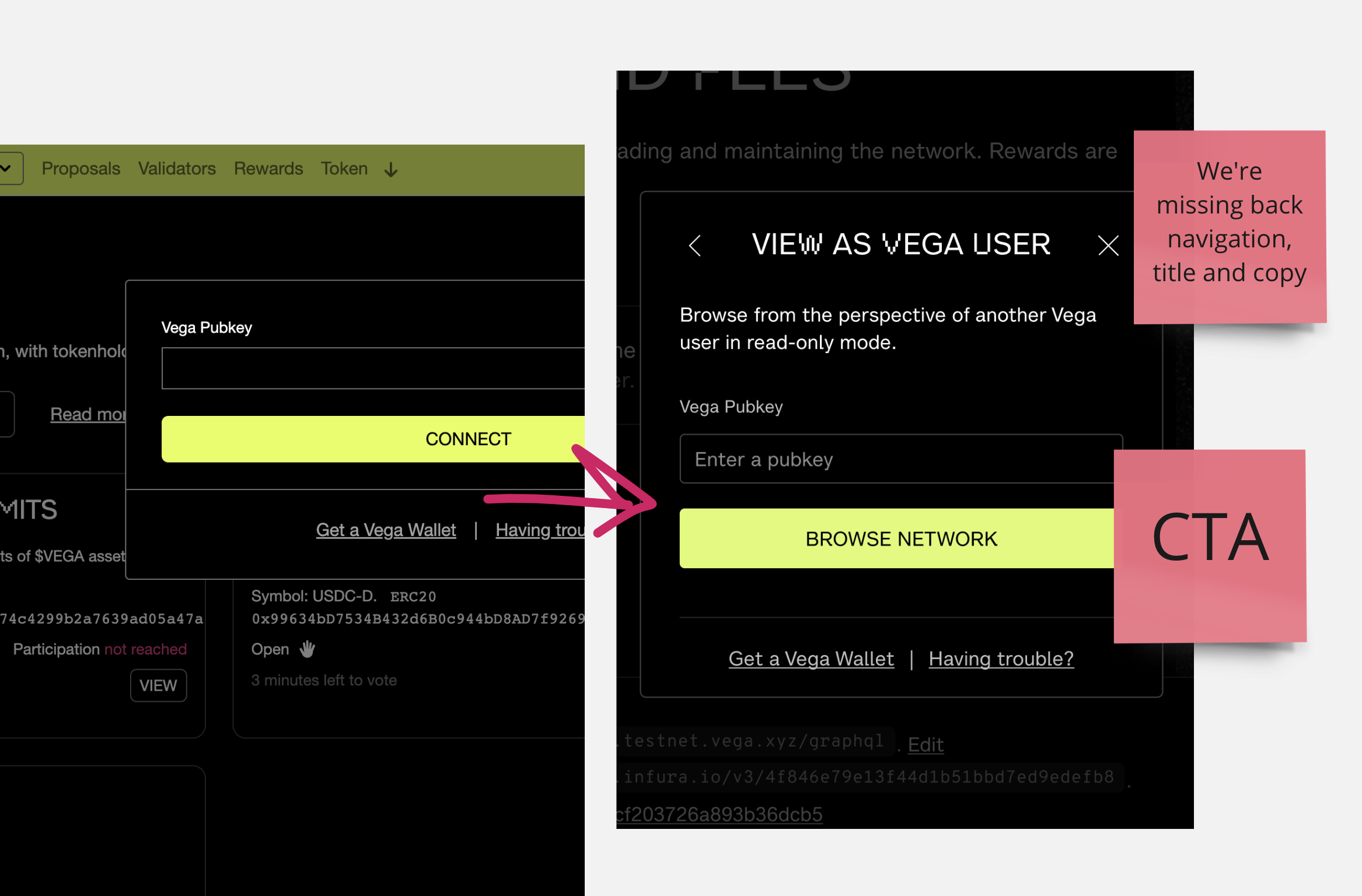 Tighten up the flow for "view as vega user" · Issue #2725 · vegaprotocol/frontend-monorepo · GitHub