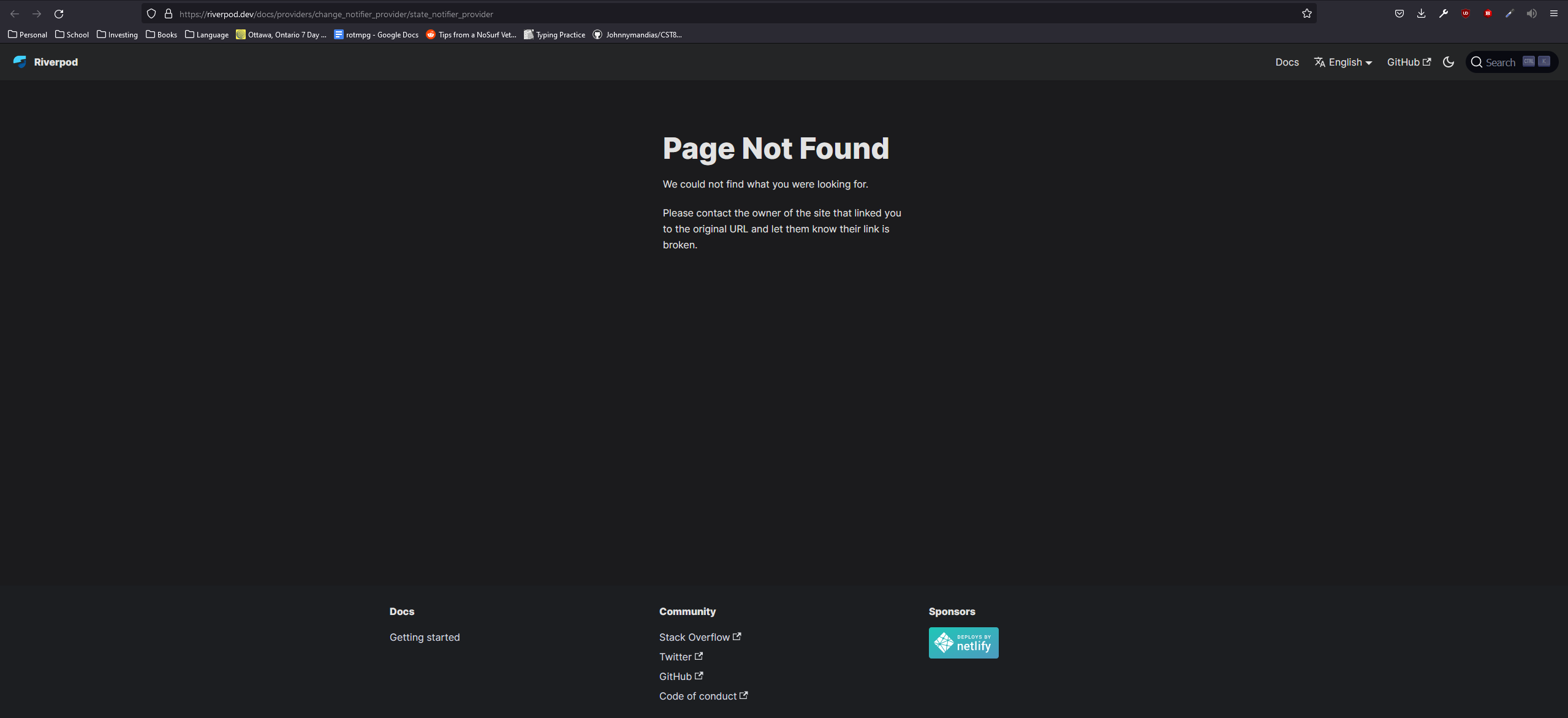 Incorrect link on V1 Documentation :: StateNotifierProvider in ChangeNotifierProvider page ...