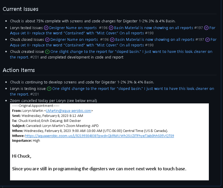 Chuck Konkol Tasks - Week of 2/6/2023 · Issue #41 · aquaaerobicsystem/weeklytasks · GitHub