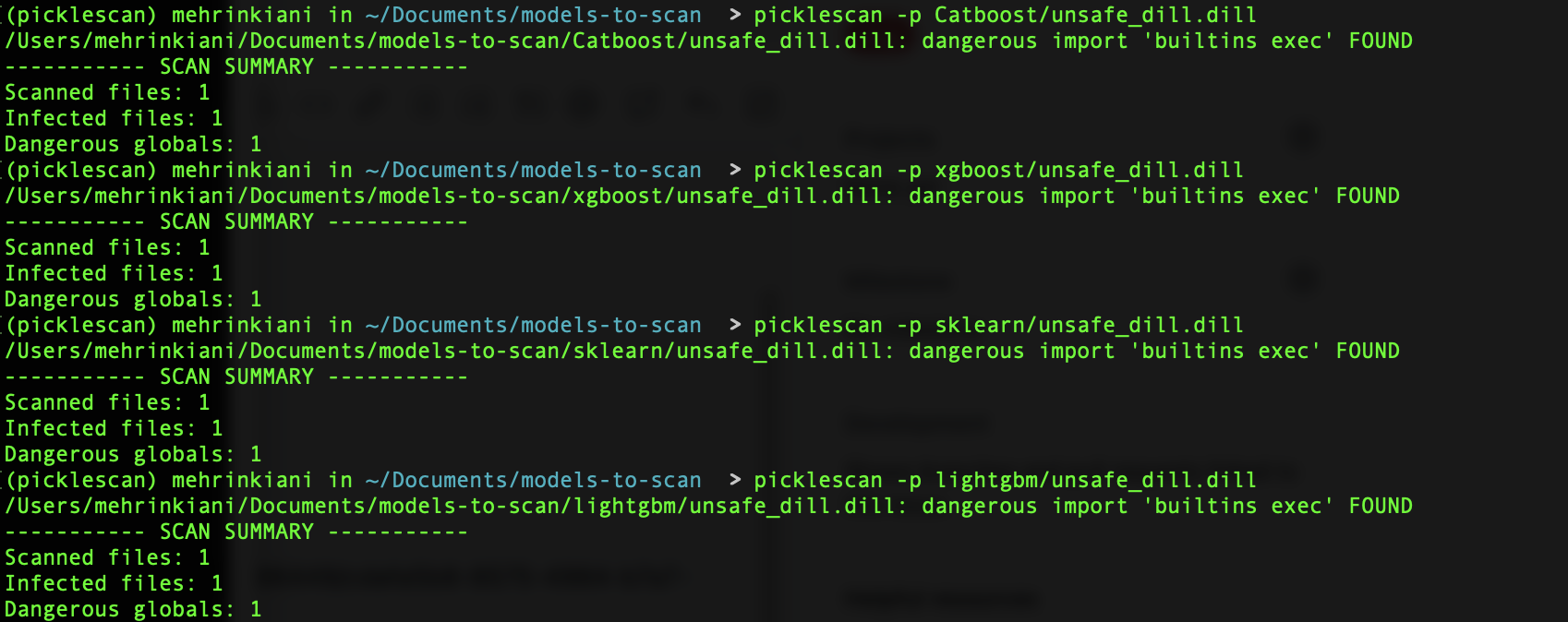 Malicious code is undetected for dill based models · Issue #28 · protectai/modelscan · GitHub