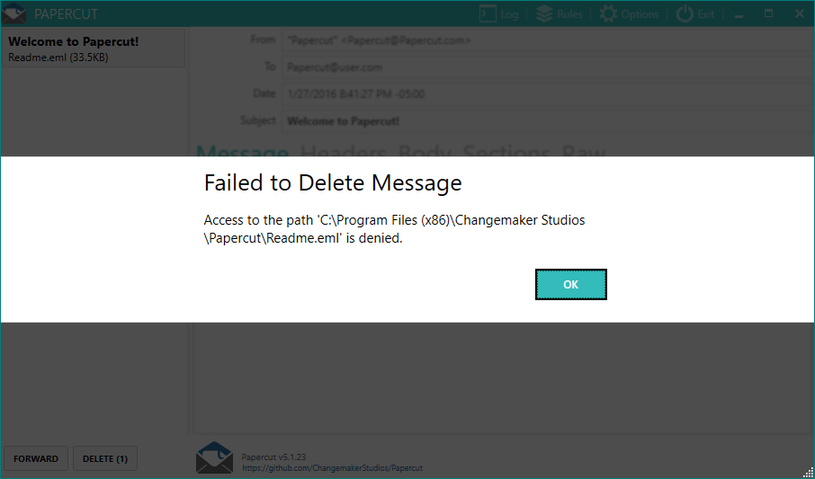 Failed to Delete Message · Issue #103 · ChangemakerStudios/Papercut ...