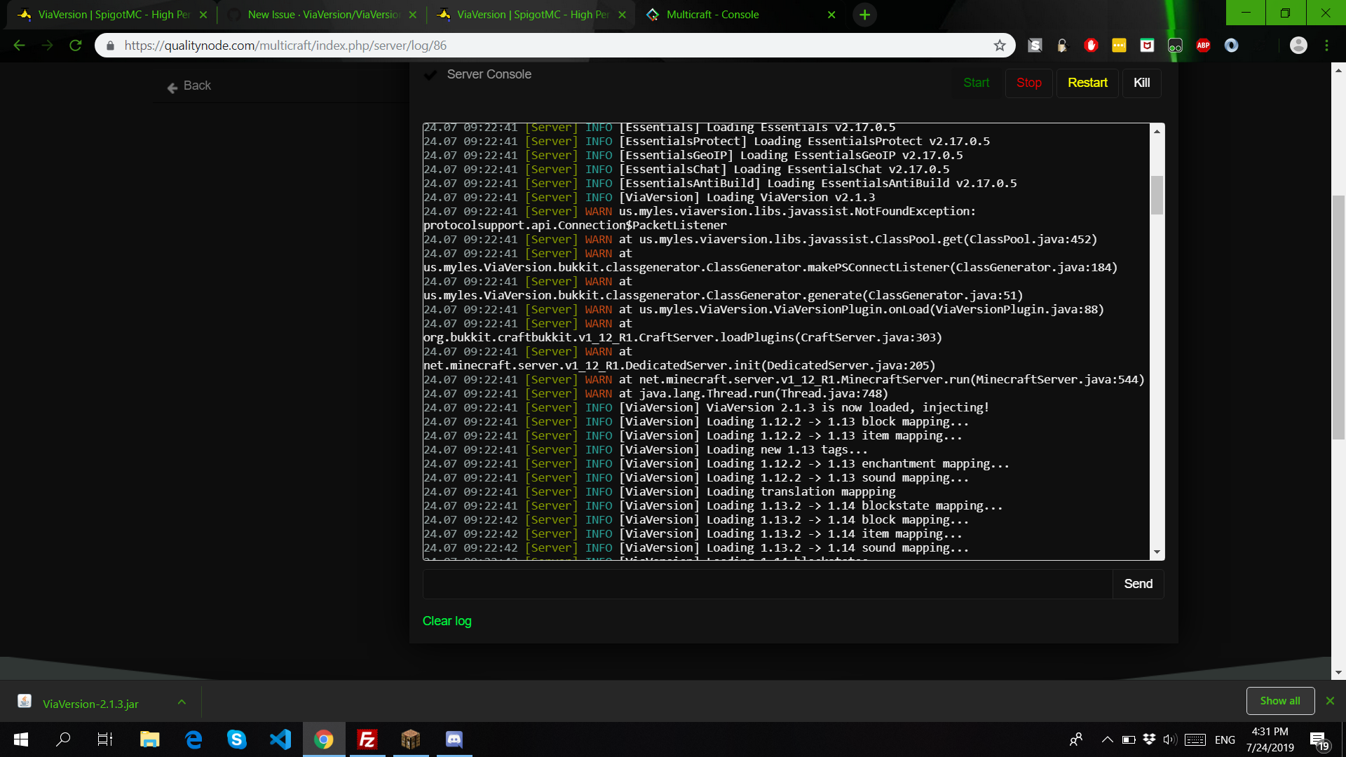 Error with ProtocolSupport API. · Issue #1409 · ViaVersion/ViaVersion · GitHub