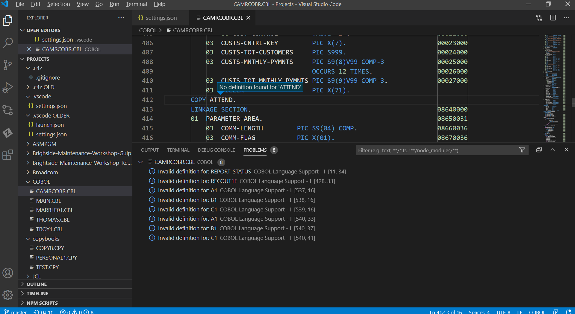 Lsp Cobol Doesnt Retrieve The Copybook From The Mainframe · Issue