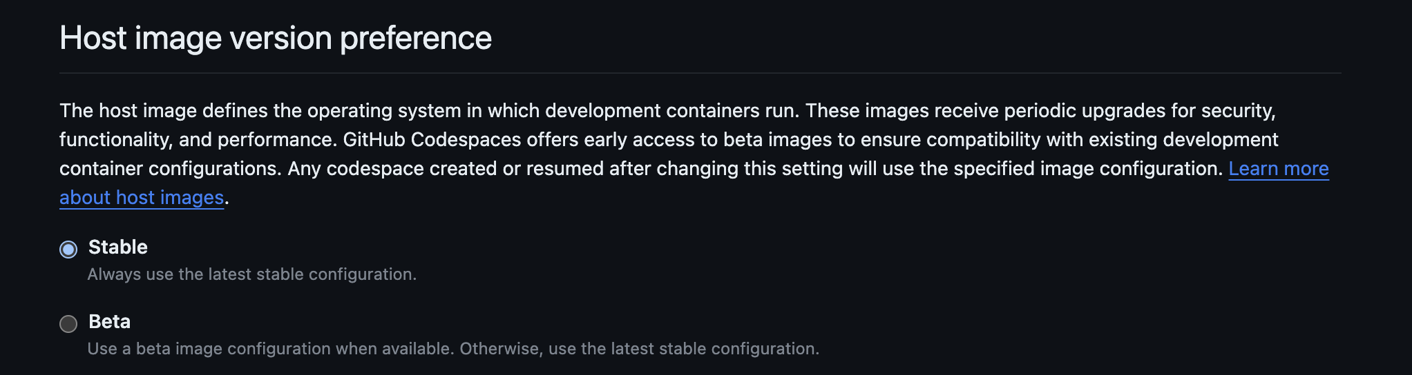 Codespaces Host Image Version Preference - GitHub Changelog
