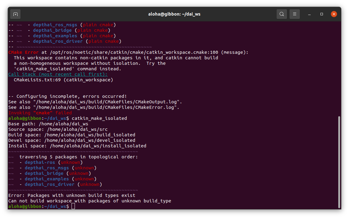 [catkin_make failed] {ROS Noetic catkin_make failing} · Issue #220 · luxonis/depthai-ros · GitHub