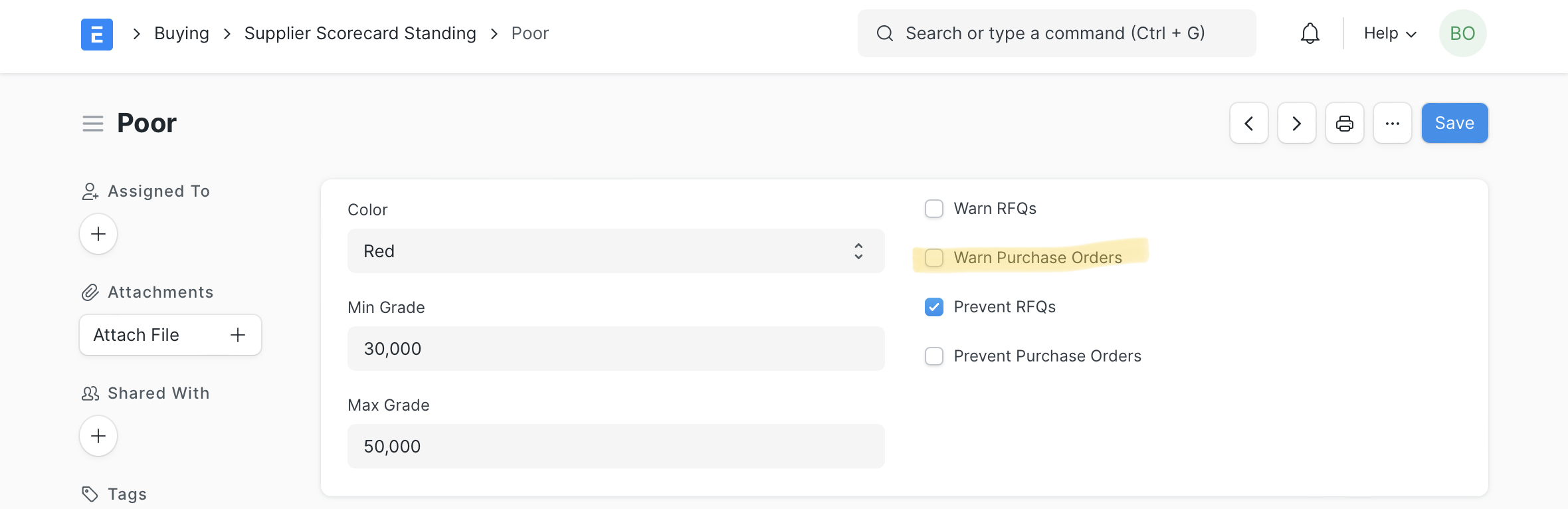[Improvement] Supplier Scorecard, default warning for “poor“ suppliers · Issue #36269 · frappe ...